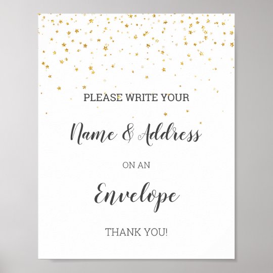 Gold Confetti Baby Shower Address An Envelope Sign | Zazzle.com