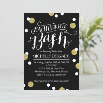 Gold Confetti Bash | Bachelorette Party Invitation | Zazzle