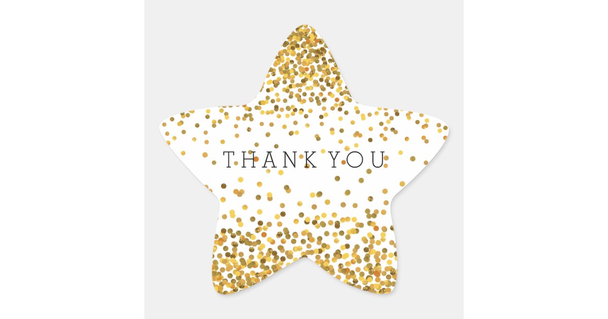 Gold Confetti Bling Thank You Star Sticker | Zazzle