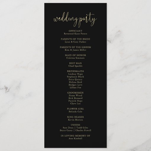 Gold Confetti Calligraphy Fancy Script Wedding Program | Zazzle