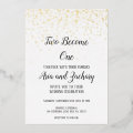 Gold Confetti Calligraphy Two Become One Wedding Foil Invitation | Zazzle