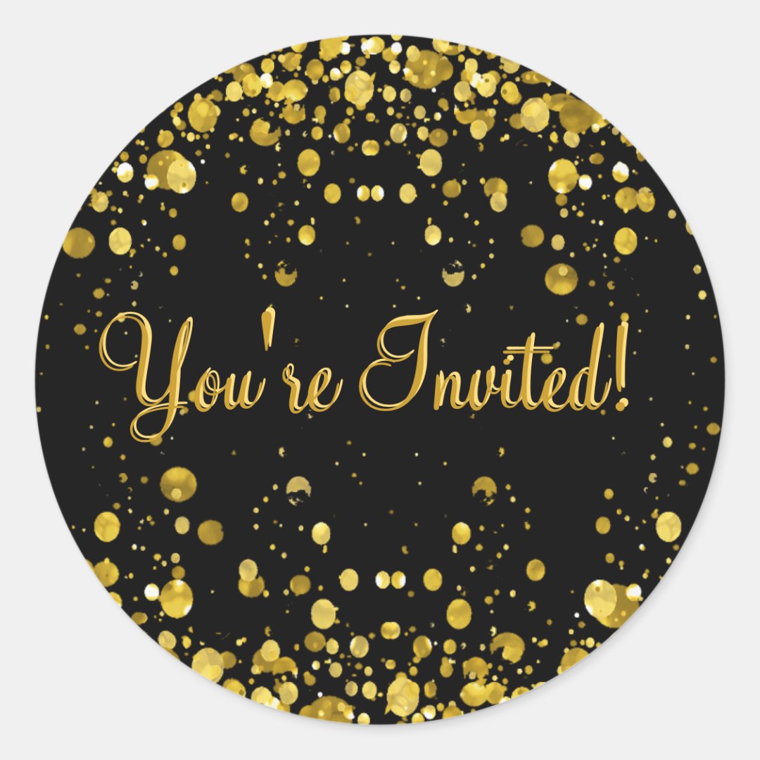 Gold Confetti Classic Round Sticker | Zazzle