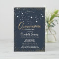 Gold Confetti Dots Stars Navy Blue Quinceañera Invitation | Zazzle