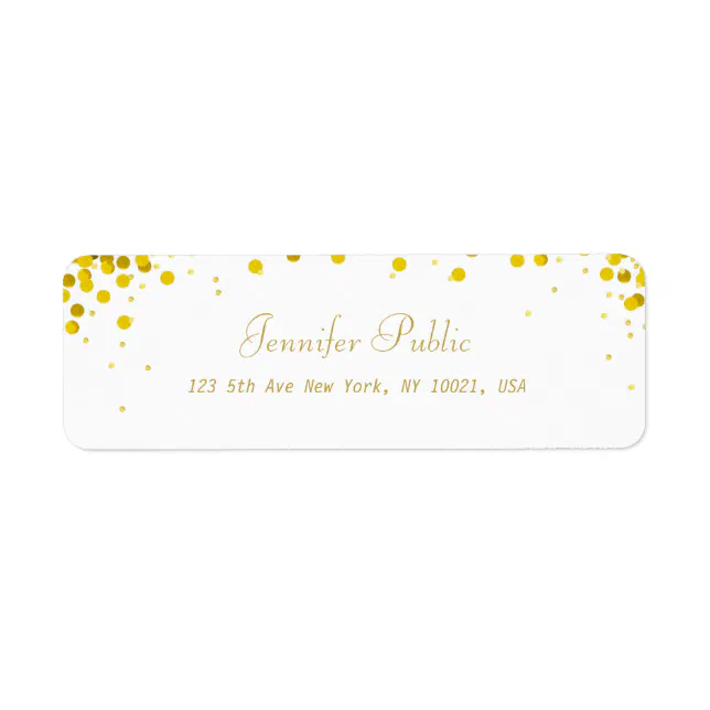 Gold Confetti Elegant Script Luxurious Modern Label | Zazzle