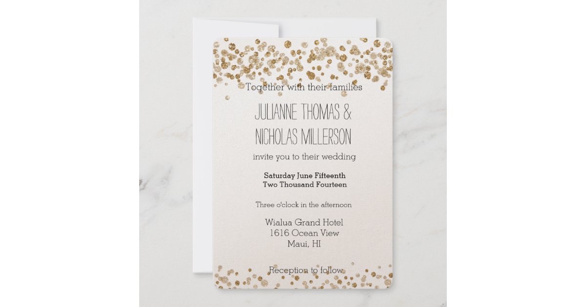 Gold Confetti Glam Glitter Wedding Invitation Zazzle