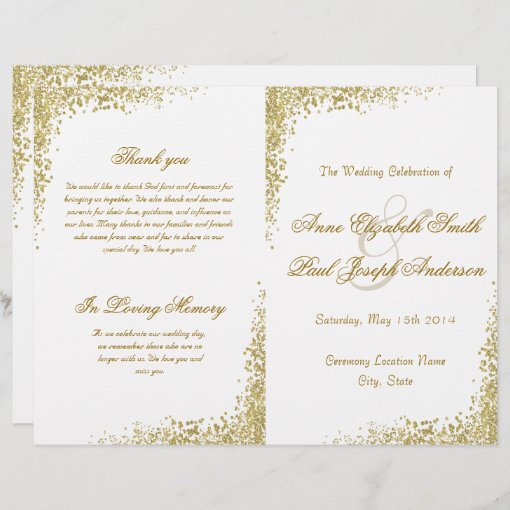Gold confetti & Glitter folded program | Zazzle