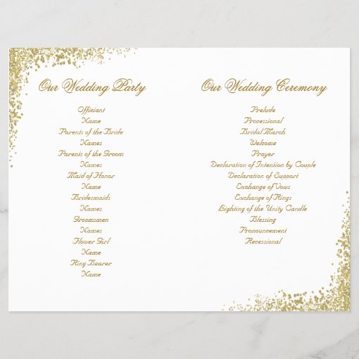 Gold confetti & Glitter folded program | Zazzle