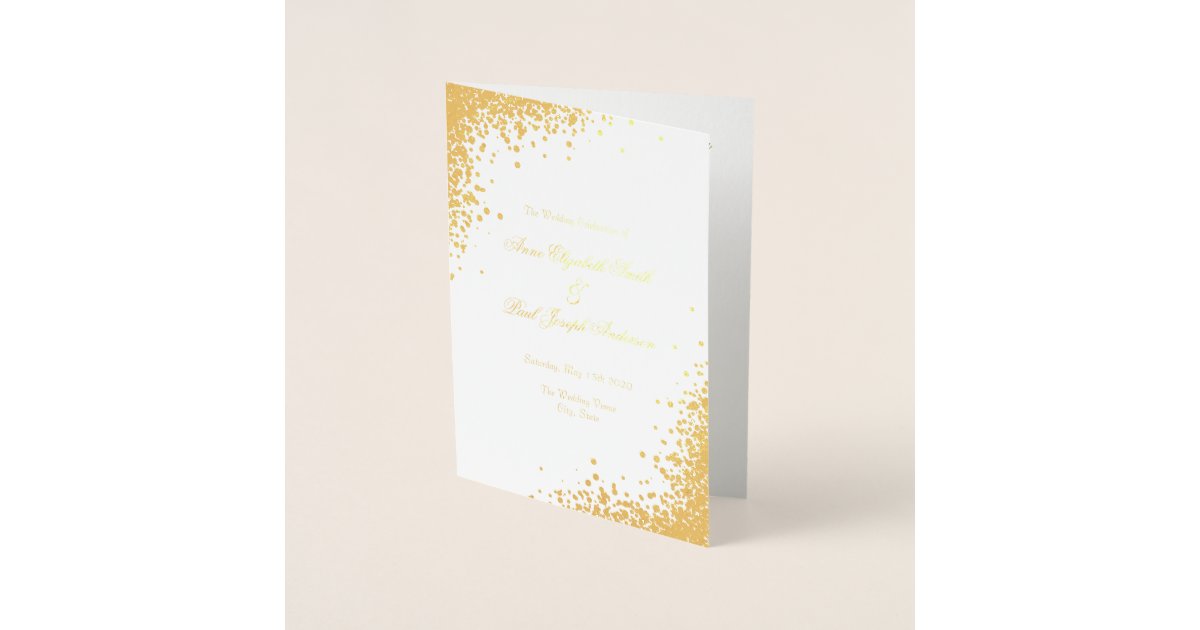 Gold Confetti & Glitter Folded Wedding Program | Zazzle