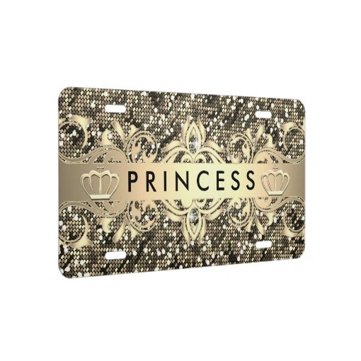Gold Confetti Glitter Princess | Personalize License Plate | Zazzle