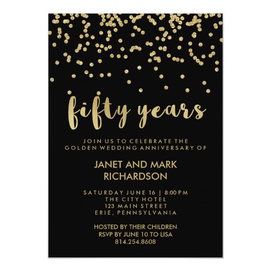 Gold Confetti Golden Wedding Anniversary Party Invitation | Zazzle.com