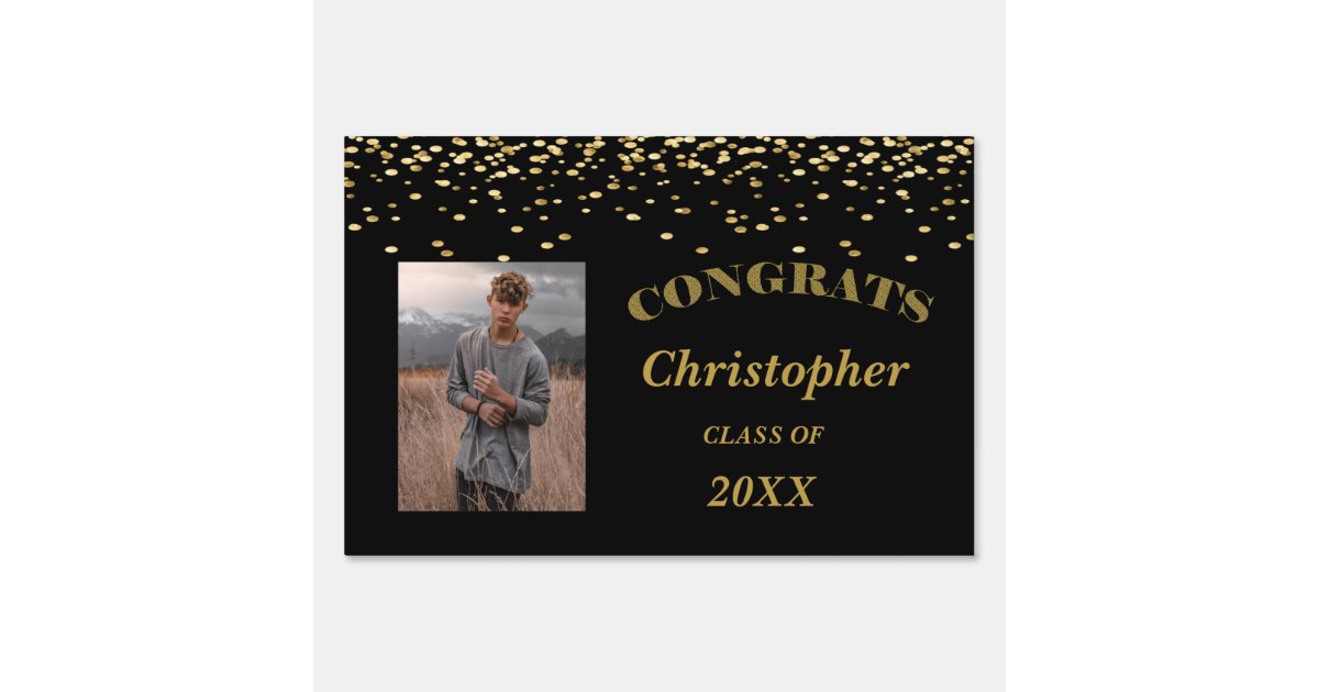 Gold Confetti Graduation Sign | Zazzle