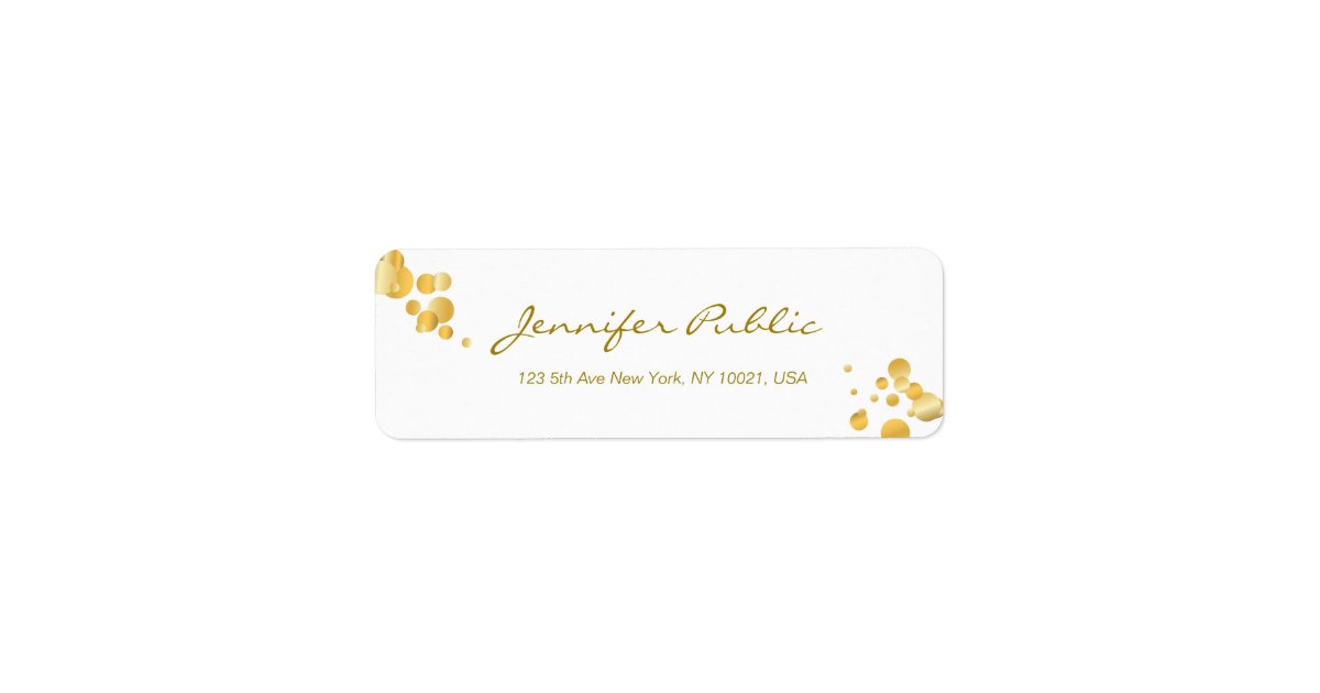 Gold Confetti Handwritten Script Elegant Template Label | Zazzle