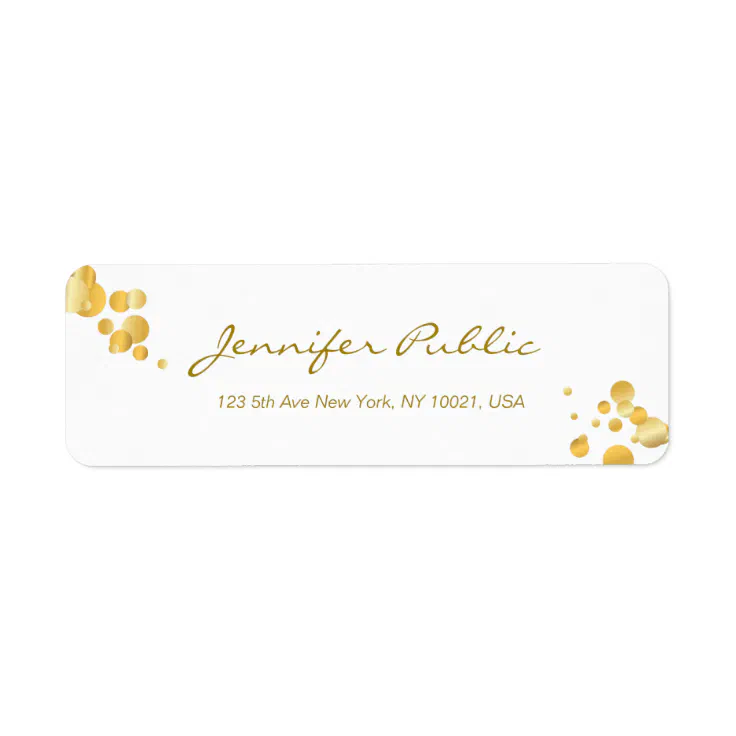 Gold Confetti Handwritten Script Elegant Template Label | Zazzle