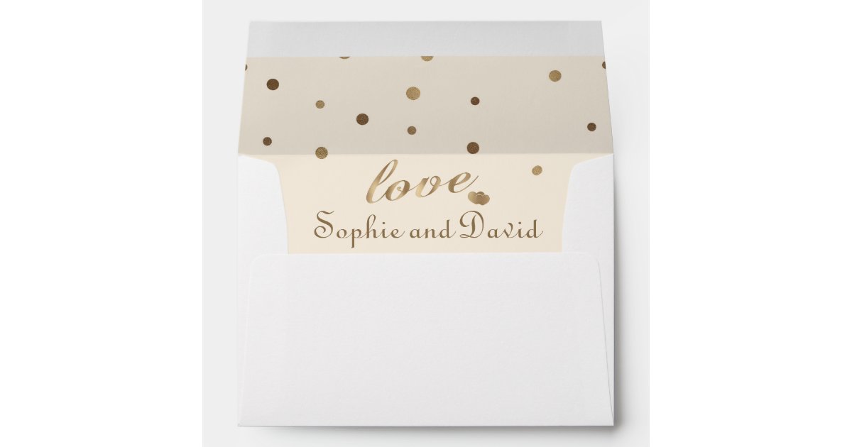 Gold Confetti Love Champagne Wedding Envelope | Zazzle