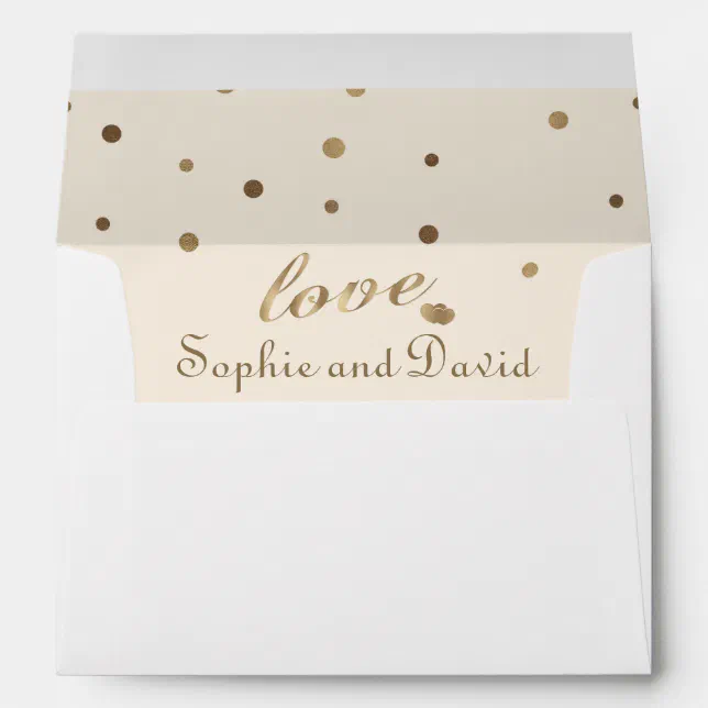 Gold Confetti Love Champagne Wedding Envelope | Zazzle