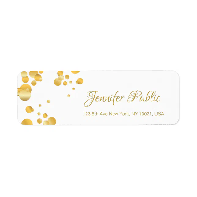Gold Confetti Modern Hand Script Elegant Template Label | Zazzle