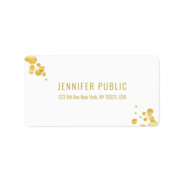 Gold Confetti Modern Simple White Template Elegant Label | Zazzle