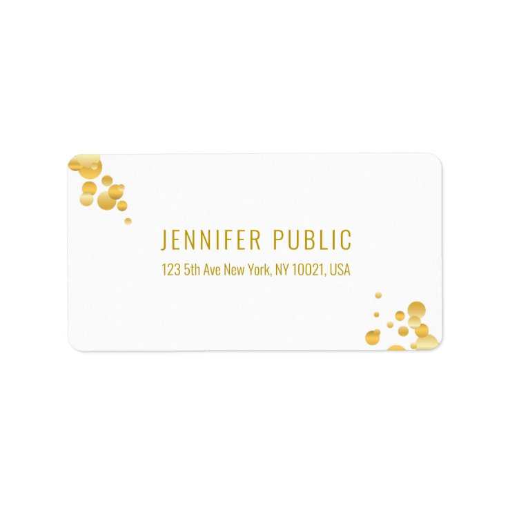 Gold Confetti Modern Simple White Template Elegant Label | Zazzle