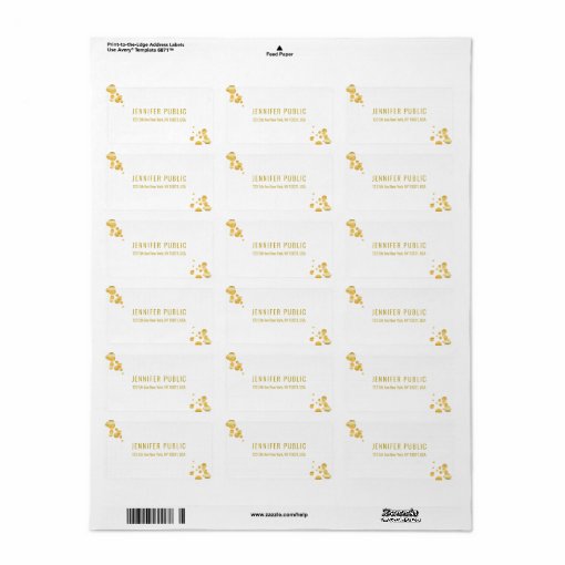 Gold Confetti Modern Simple White Template Elegant Label | Zazzle