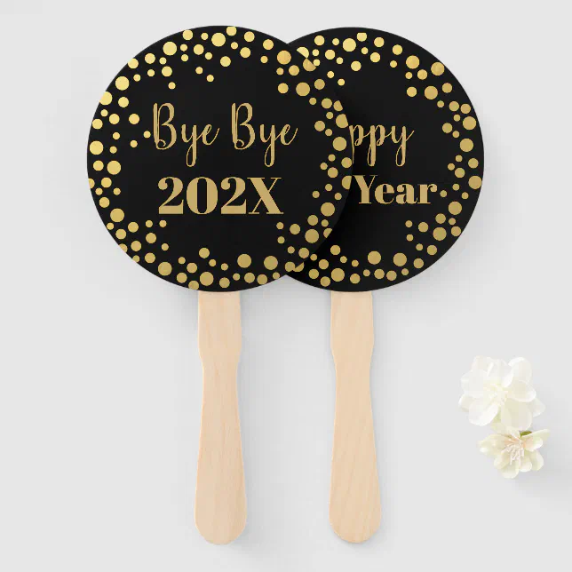 Gold confetti New Year Photo Prop Hand Fan | Zazzle