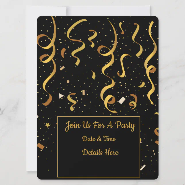 Gold Confetti Party Invitation | Zazzle