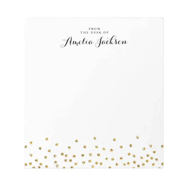 Gold Confetti Personalized Notepad Stationery | Zazzle