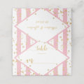 Gold Confetti & Pink Stripes Table Number Place Card | Zazzle