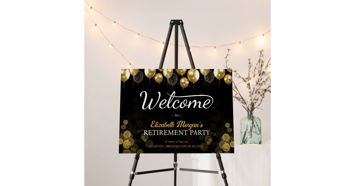 Gold Confetti Retirement Party Welcome Foam Board | Zazzle