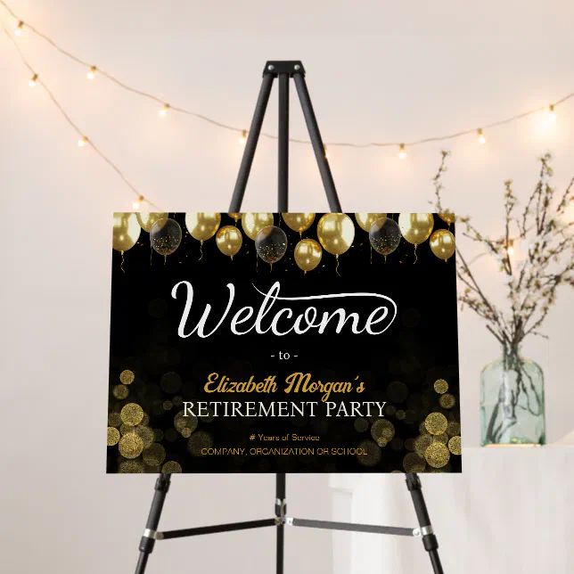 Gold Confetti Retirement Party Welcome Foam Board | Zazzle