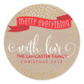 GOLD CONFETTI SNOW PHOTO merry everything banner Classic Round Sticker ...