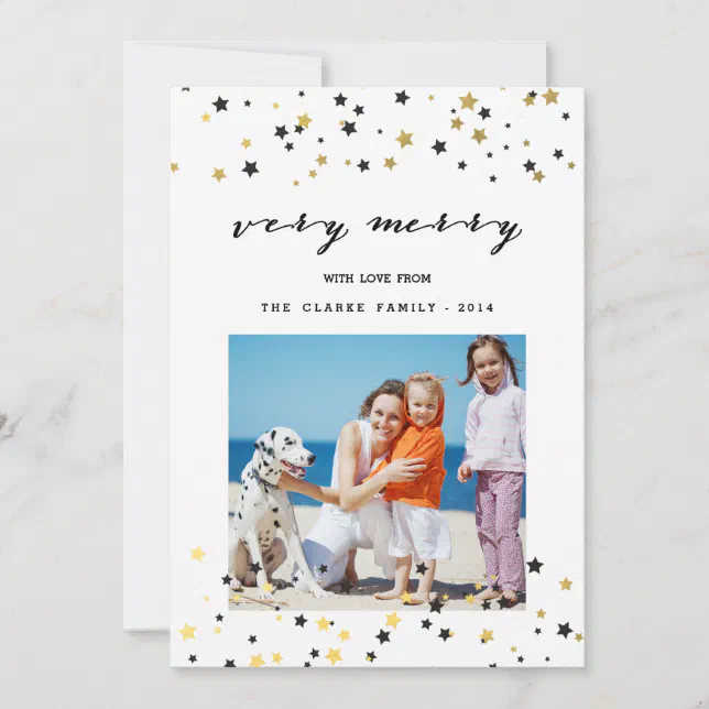 Gold Confetti Stars | Holiday Photo Card | Zazzle