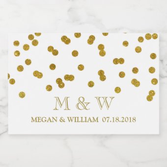 Gold Confetti Wedding Custom Monogram Label | Zazzle