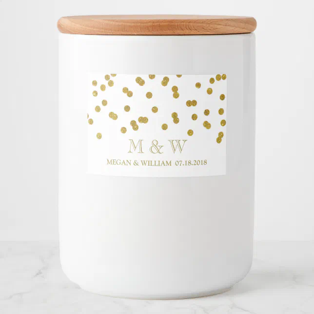 Gold Confetti Wedding Custom Monogram Label | Zazzle