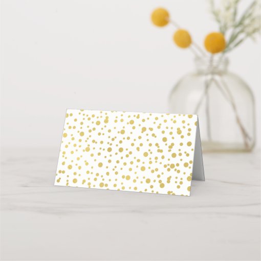 Gold Confetti Wedding Folded Place Cards | Zazzle