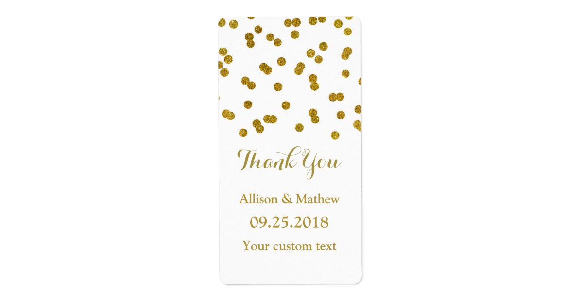 Gold Confetti Wedding Labels | Zazzle