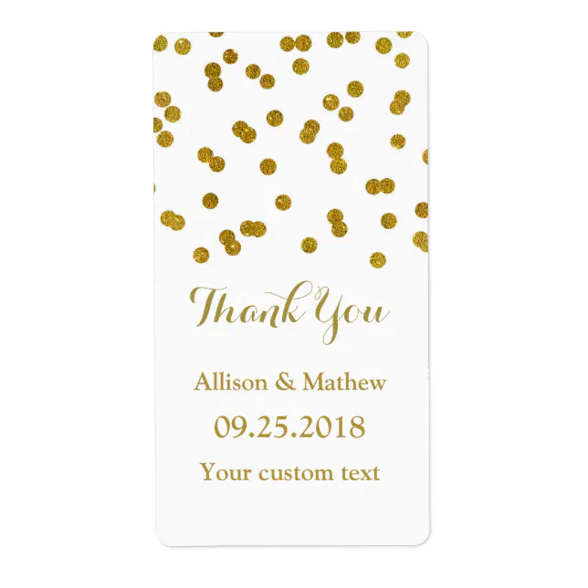 Gold Confetti Wedding Labels | Zazzle