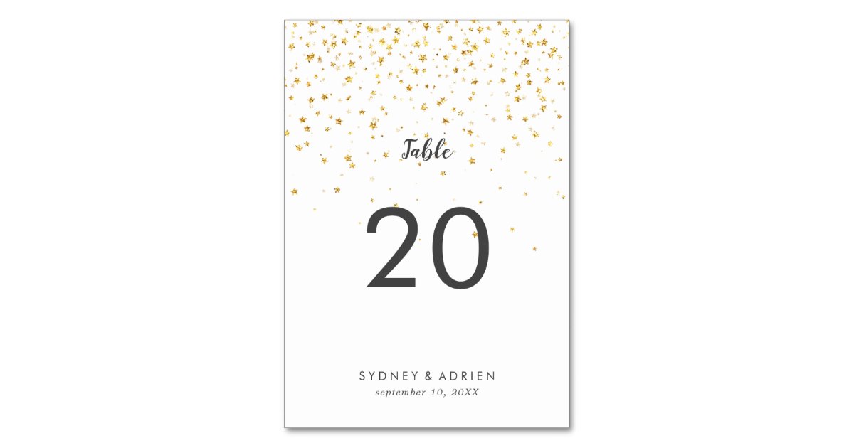 Gold Confetti Wedding Table Numbers | Zazzle