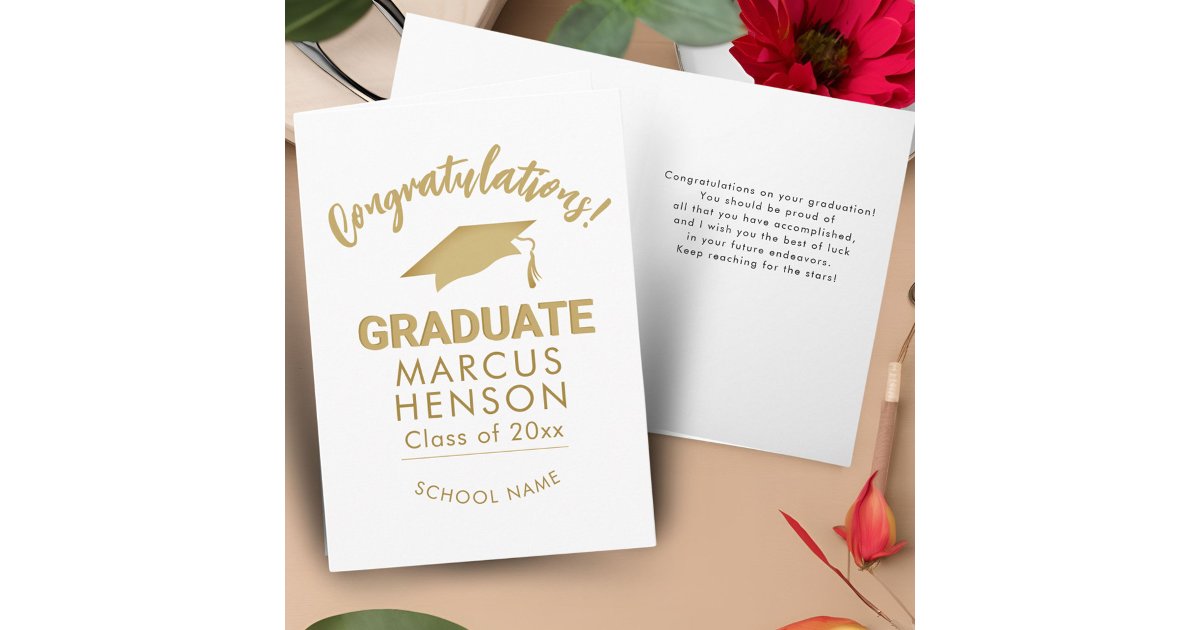 Gold Congratulations Graduate Graduation Cap Card | Zazzle