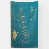 Gold Congratulations Graduation Ombre Teal Banner | Zazzle