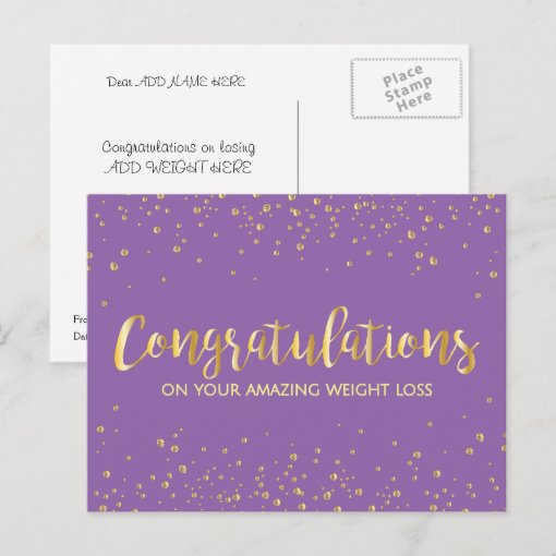 Gold Congratulations Weight Loss Award Certificate Postcard | Zazzle