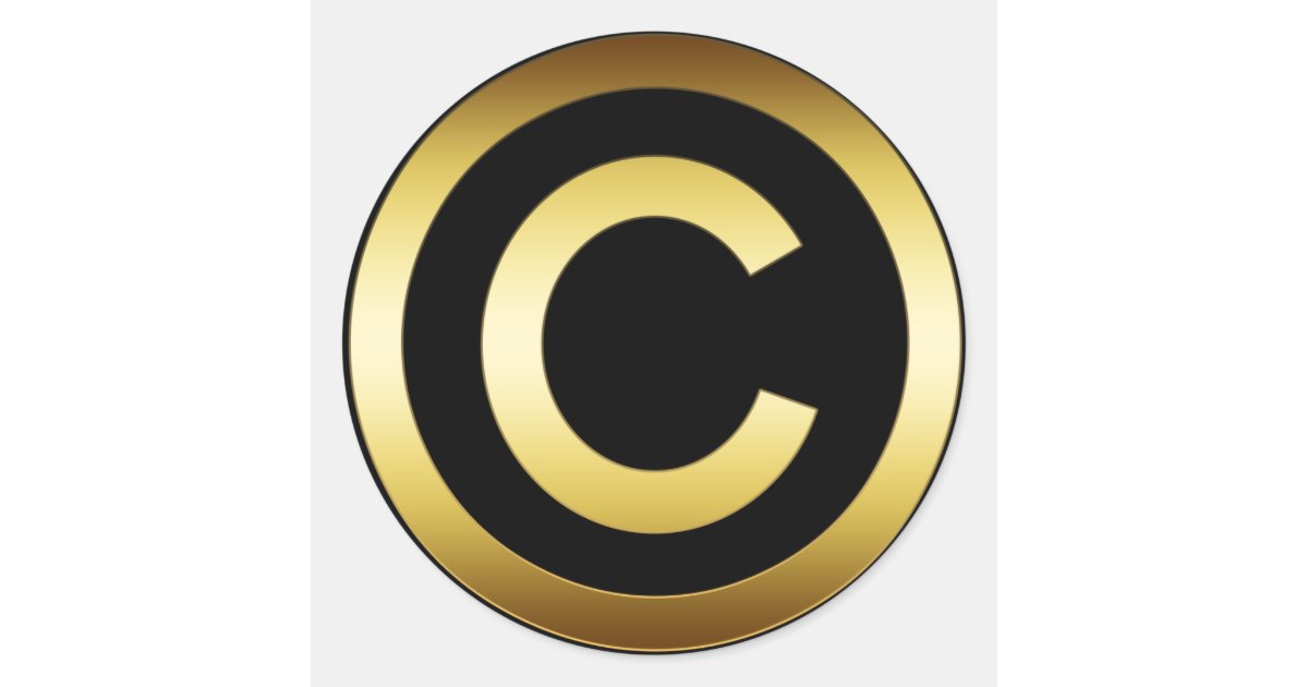 GOLD COPYRIGHT SYMBOL CLASSIC ROUND STICKER | Zazzle