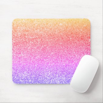 Gold Coral Pink Purple Sparkly Rainbow Glitter Mouse Pad | Zazzle