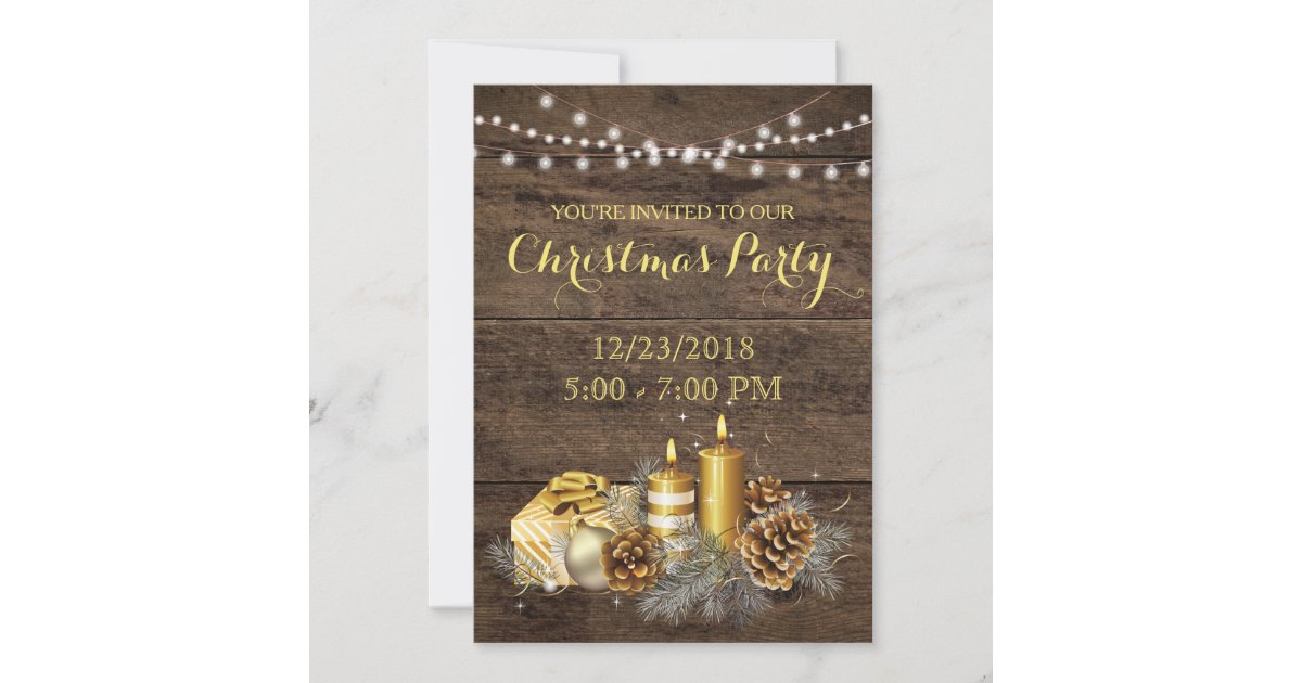 Gold Country Rustic Christmas Party Invitation | Zazzle