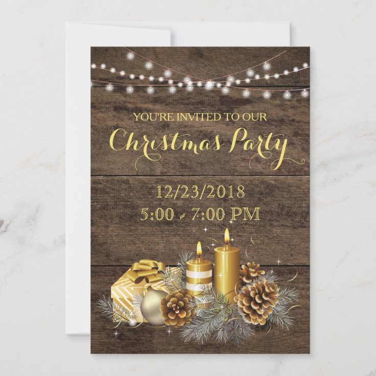 Gold Country Rustic Christmas Party Invitation | Zazzle