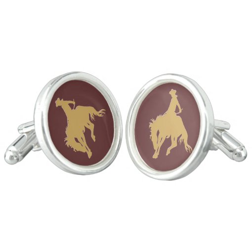 Gold Cowboy Bucking Horse Cufflinks | Zazzle