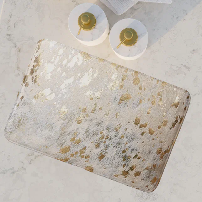 Gold Cowhide Print Metallic Bath Mat | Zazzle