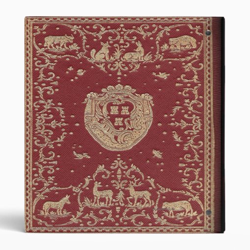 Gold Crested Antique Book Print Gothic Binder | Zazzle
