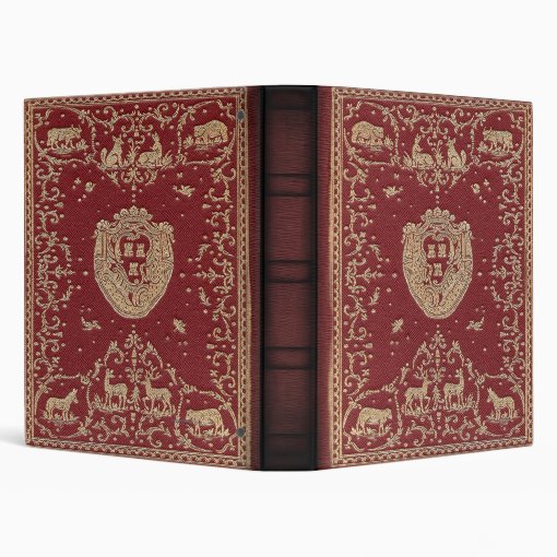 Gold Crested Antique Book Print Gothic Binder | Zazzle