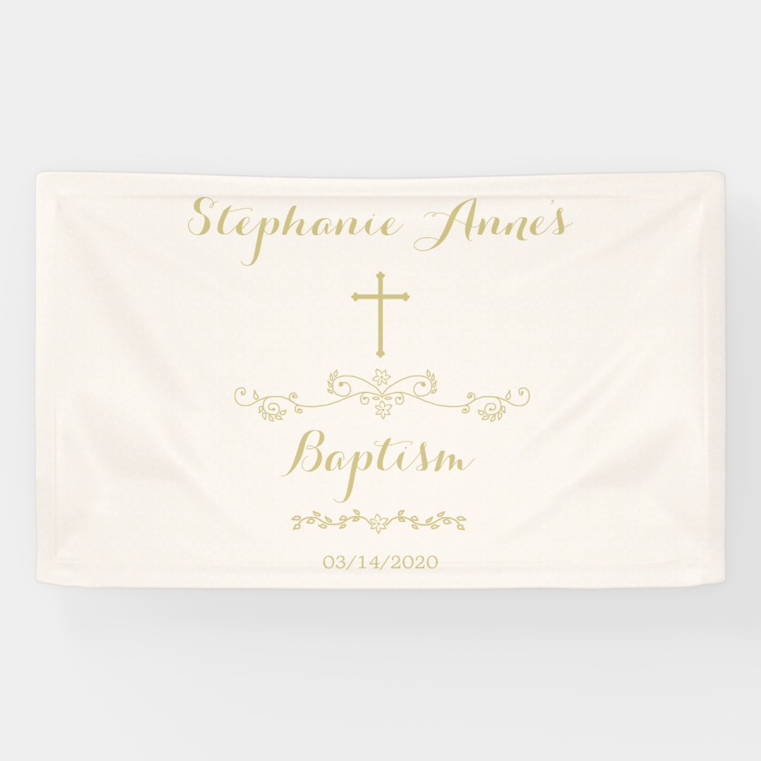 Gold Cross and Laurels Banner | Zazzle