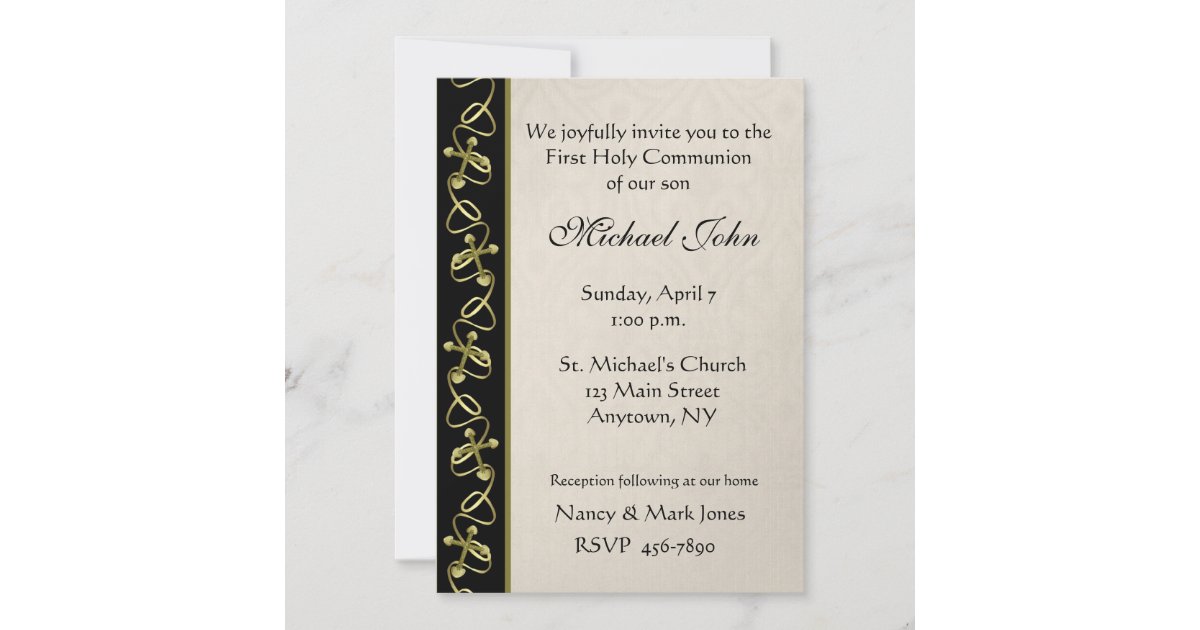 Gold Cross Border Invitation | Zazzle